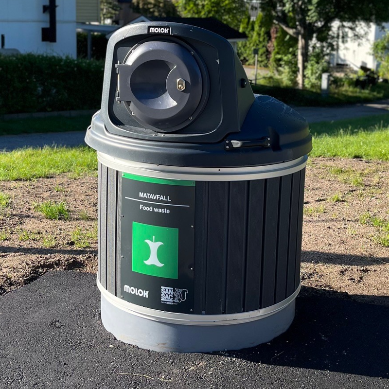 San Sac E-handel - Fasad - Skylt - Matavfall