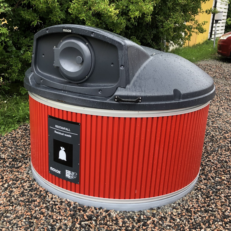 San Sac E-handel - Fasad - Skylt - Restavfall